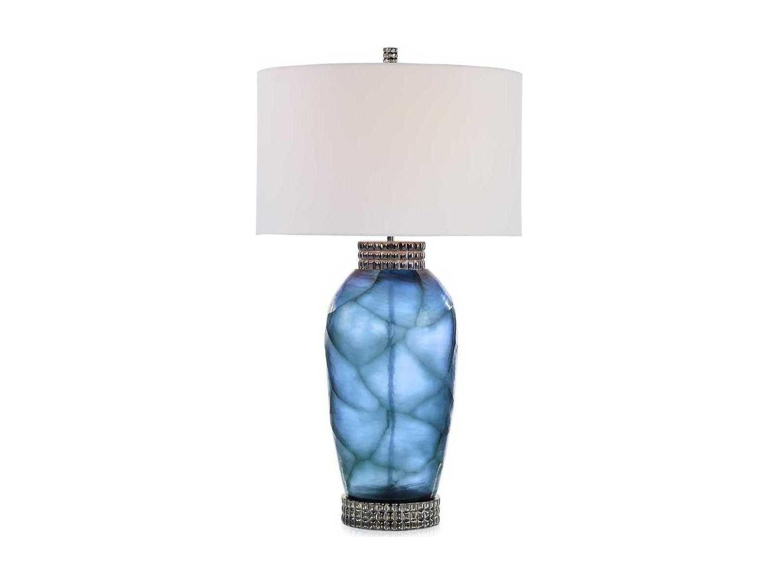 John Richard Sirena Dark Blue Buffet Lamp — Art Glass with Black Nickel ...