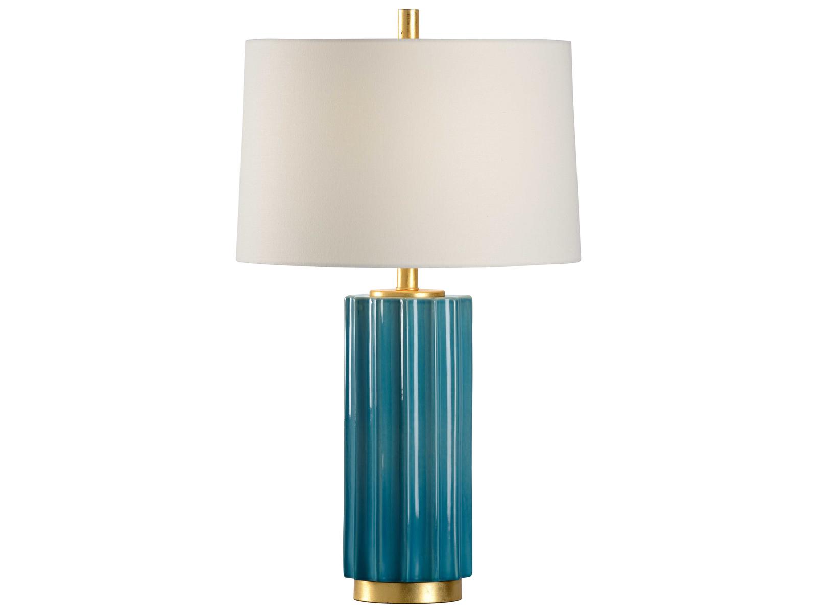 Wildwood Mythos Teal Off White Linen Blue Buffet Lamp | 46997 | PatioLiving